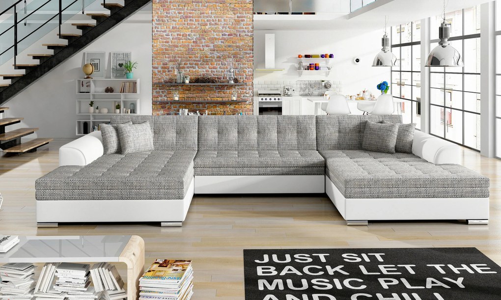 XXXLutz SEDACÍ SOUPRAVA, textil, bílá, světle šedá MID.YOU - Online Only sedačky - 00000L002402