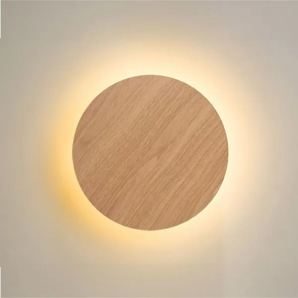 Toolight Toolight, LED nástěnné svítidlo 20cm 12W APP1405-W WOOD, přírodní hnědá, OSW-03086