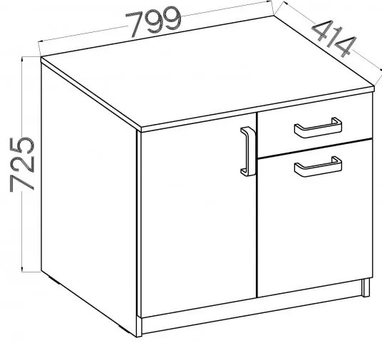 Falco Psací stůl s komodou Matylda 130 sv.šedá/dub artisan