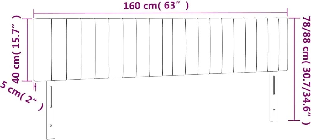 Čelo postele s LED černé 160x5x78/88 cm textil 3121858