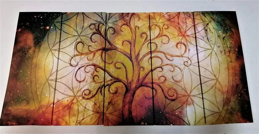 5-dílný obraz strom s květinou života Varianta: 100x50