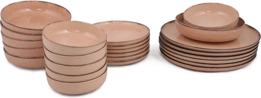 24dílná sada růžového porcelánového nádobí Kütahya Porselen Pearl