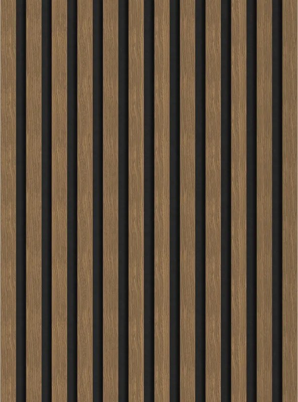 Mexen Lam-F, akustické stěnové lamely 275 × 30 cm, plstěný podklad 8 mm, technická dýha, ořech přírodní, S105-275307-3015-016