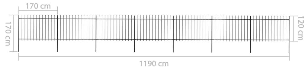 vidaXL Zahradní plot s hroty ocelový 11,9 x 1,2 m černý