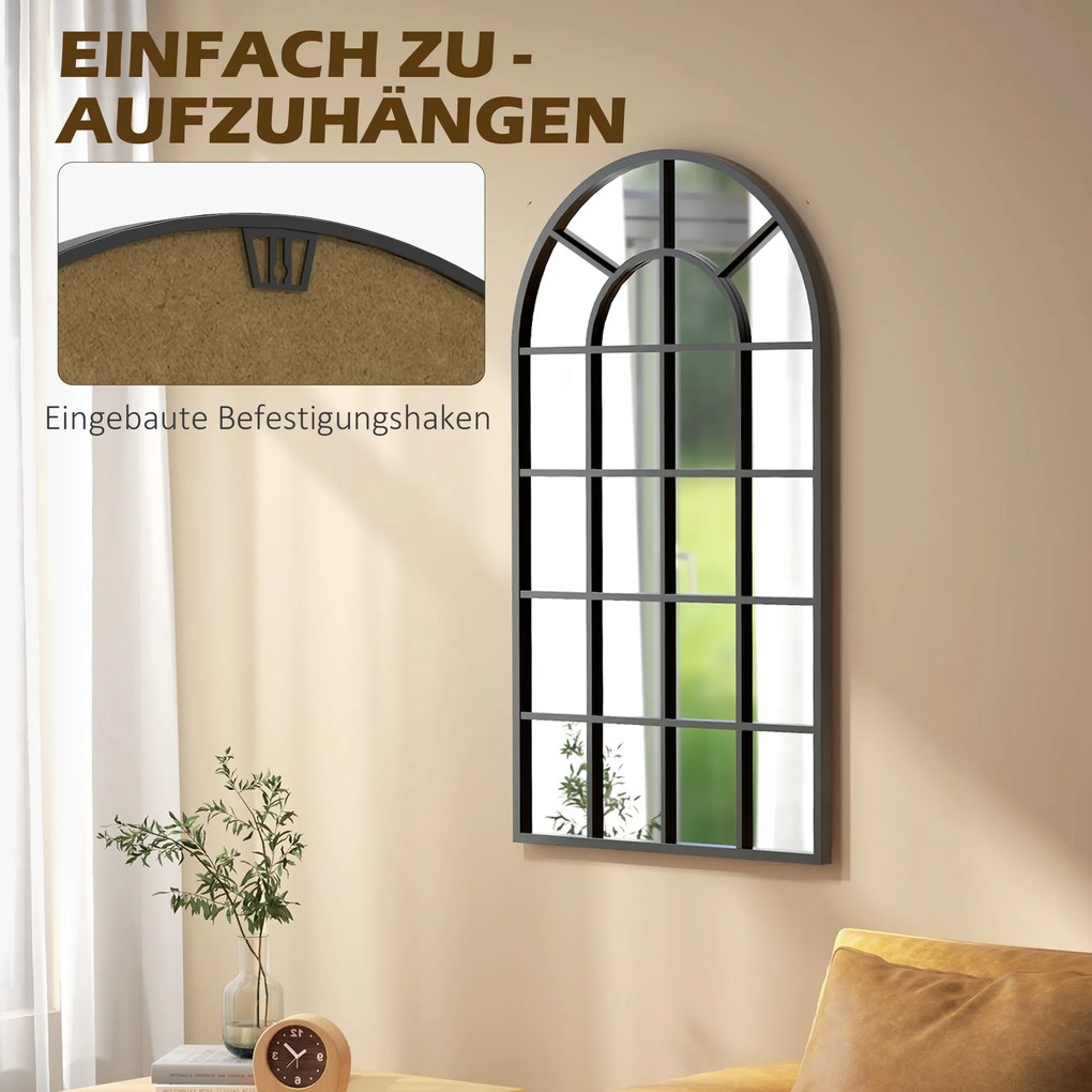 HOMCOM nástěnné zrcadlo šatní zrcadlo 110 x 62 cm zrcadlo do předsíně s kovovým rámem závěsné zrcadlo do obývacího pokoje zrcadlo do ložnice černé | …