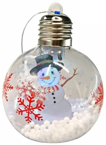 LED ozdoba na vánoční stromeček - závěsná baňka, 9cm, různé varianty Motiv: Sněhulák