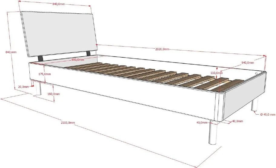 Jednolůžková postel z dubového dřeva s roštem 90x200 cm v přírodní barvě Forrest – Vipack