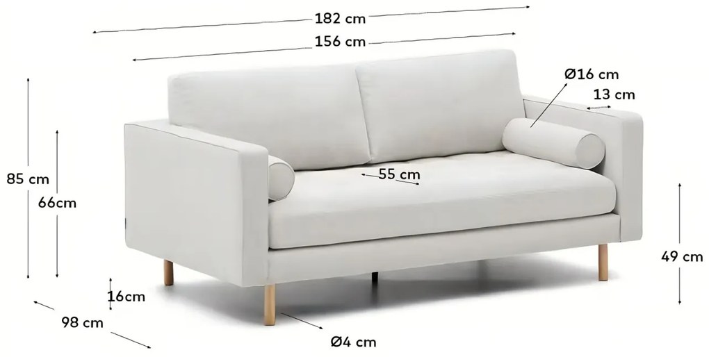 OnaDnes -20% Světle šedá čalouněná dvoumístná pohovka Kave Home Debra 182 cm