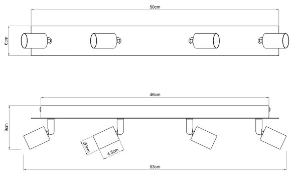 Globo 57998-4 - Bodové svítidlo DREW 4xGU10/35W/230V černá