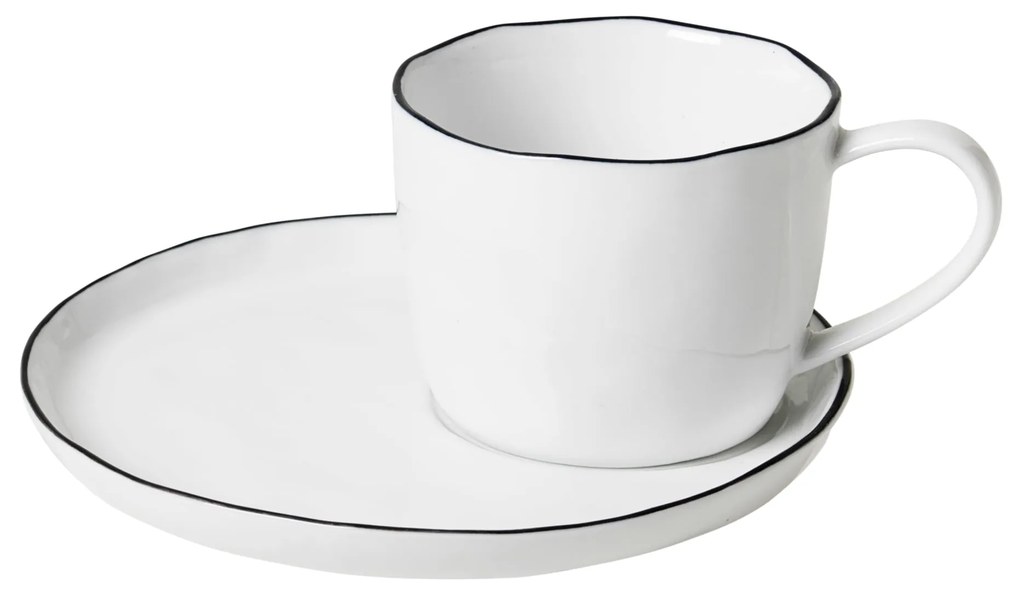 Broste Porcelánový šálek s podšálkem Salt - 150 ml, bílá barva, porcelán