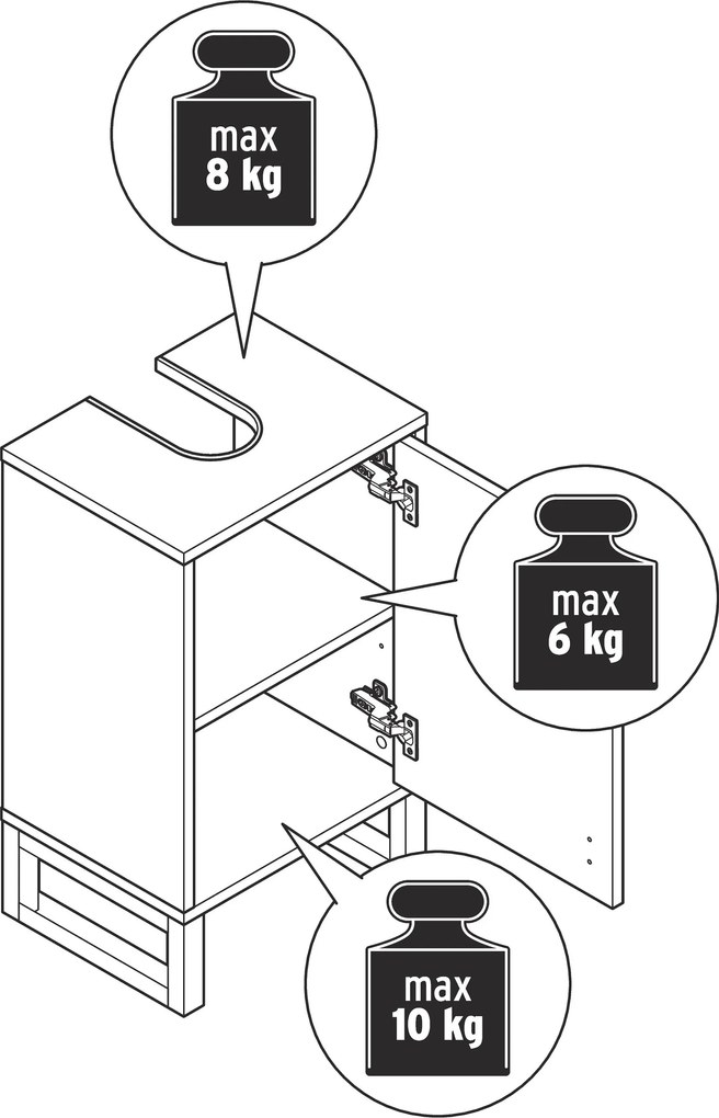 Tchibo - Malá skříňka pod umyvadlo s dvířky - barva: bílá