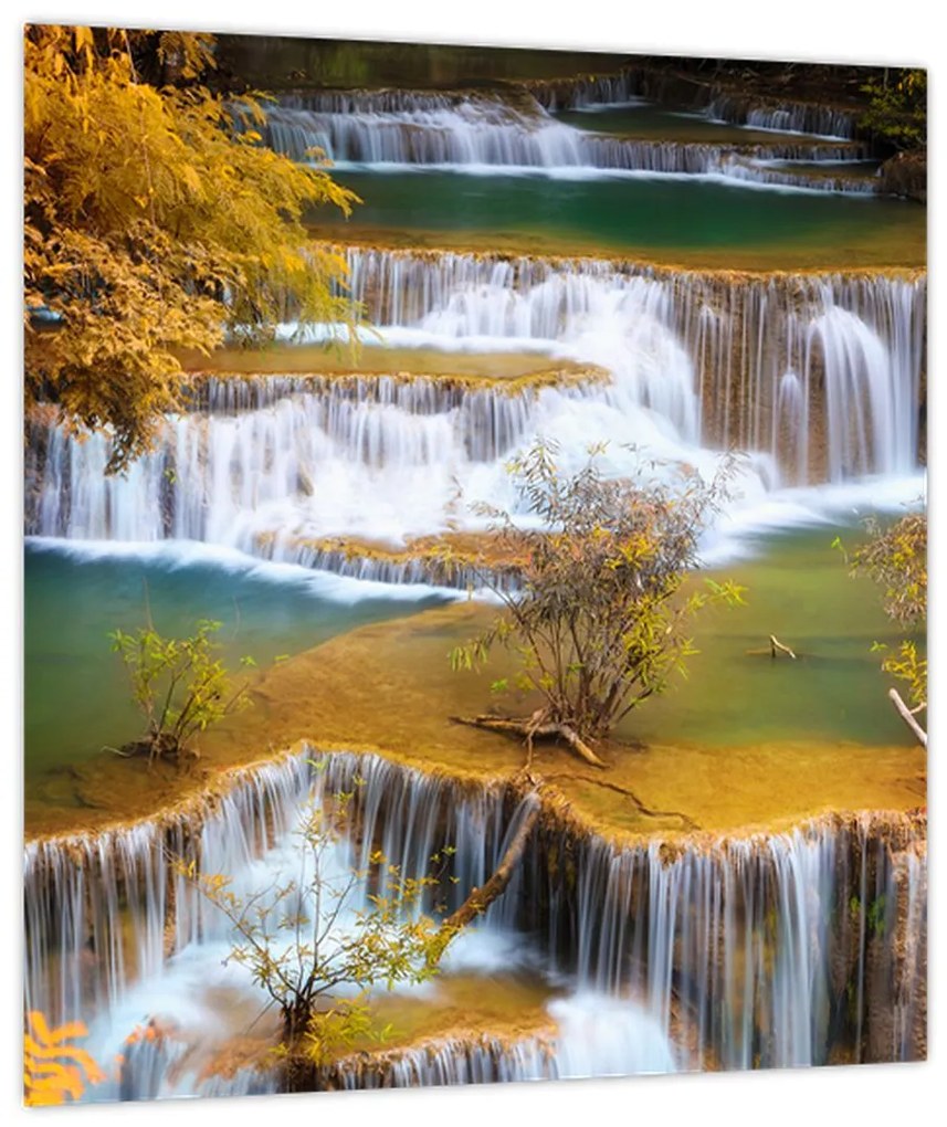 Obraz - Vodopády Huay Mae Khamin, Thajsko (30x30 cm)
