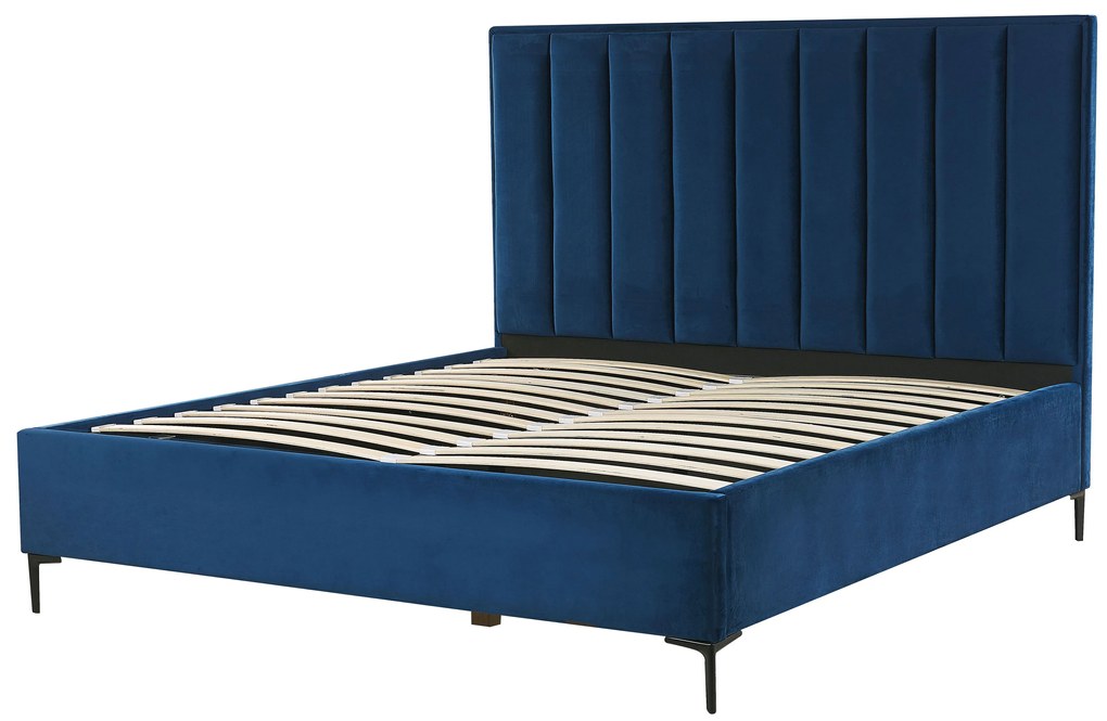 Sametová postel 180 x 200 cm modrá SEZANNE Beliani