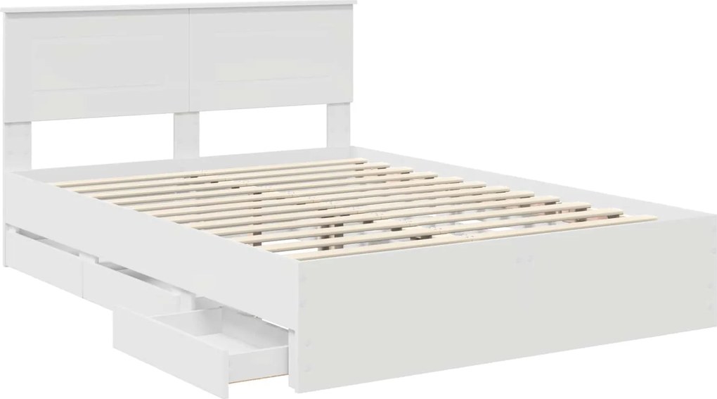 Rám postele se zásuvkou Bílá 140 x 190 cm Inženýrské dřevo 3407977