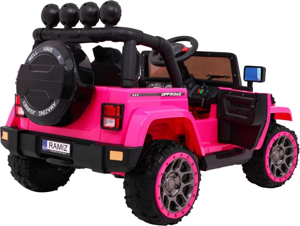 Ramiz Dětské terénní auto Full Time 4WD růžové na dálkové ovládání + pohon 4x4 + LED audio + úložný prostor