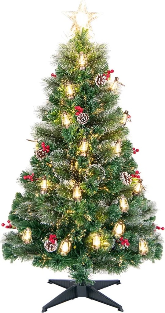 Costway Umělý vánoční stromeček s osvětlením a teplými bílými LED – 150 cm