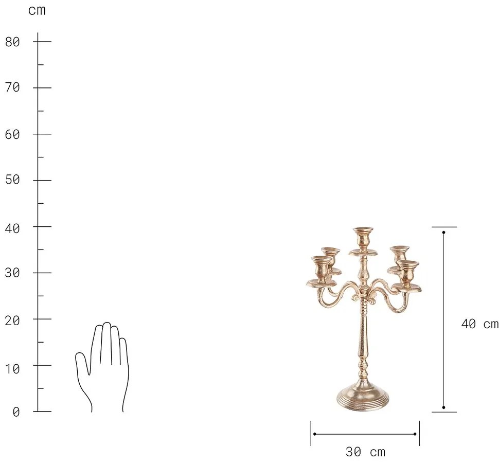 Butlers BOHEMIAN Pětiramenný svícen - zlatá