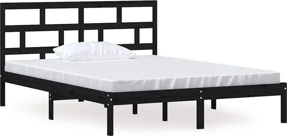Rám postele černý 150 x 200 cm King Size masivní dřevo 3101227