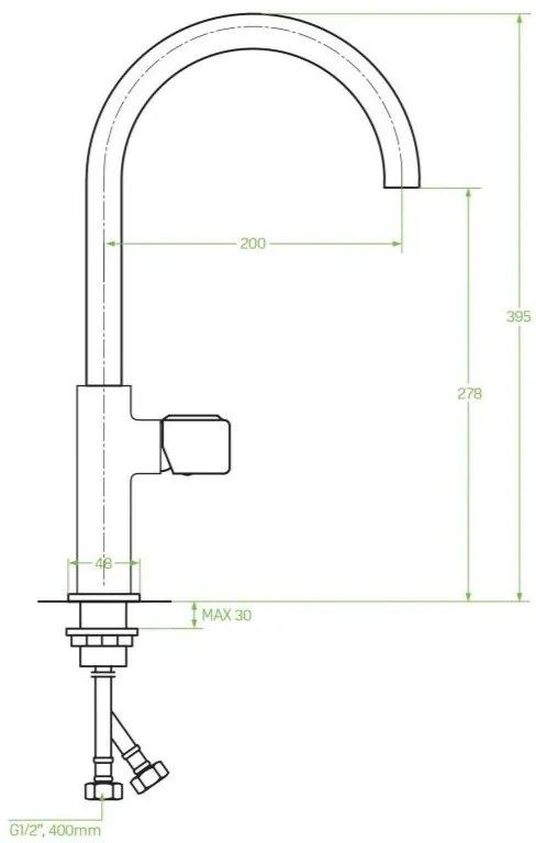 Laveo Pretto, vysoká dřezová baterie h-395, černá matná, LAV-BAO_768D