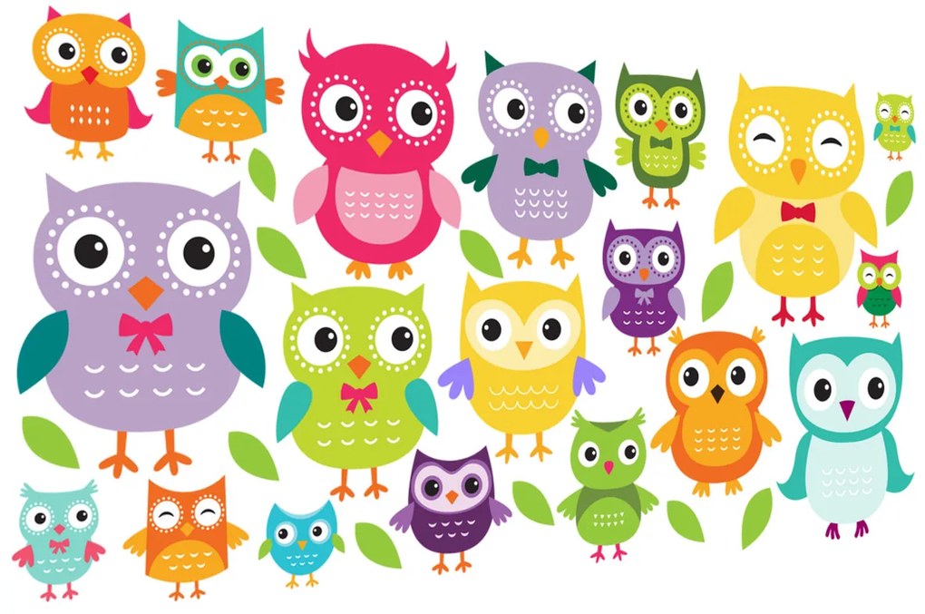 Gario Nálepka na zeď pro děti Veselé sovičky Rozměry: 100 x 50 cm