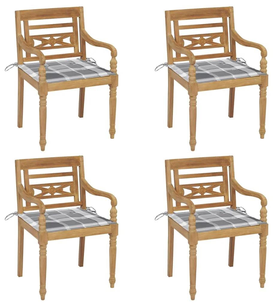 Židle Batavia 4 ks s poduškami masivní teakové dřevo,  3073309