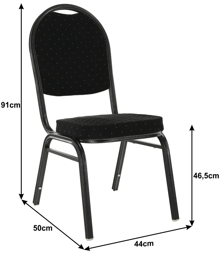 Kondela Židle, stohovatelná, látka černá / rám šedý, JEFF 2 NEW