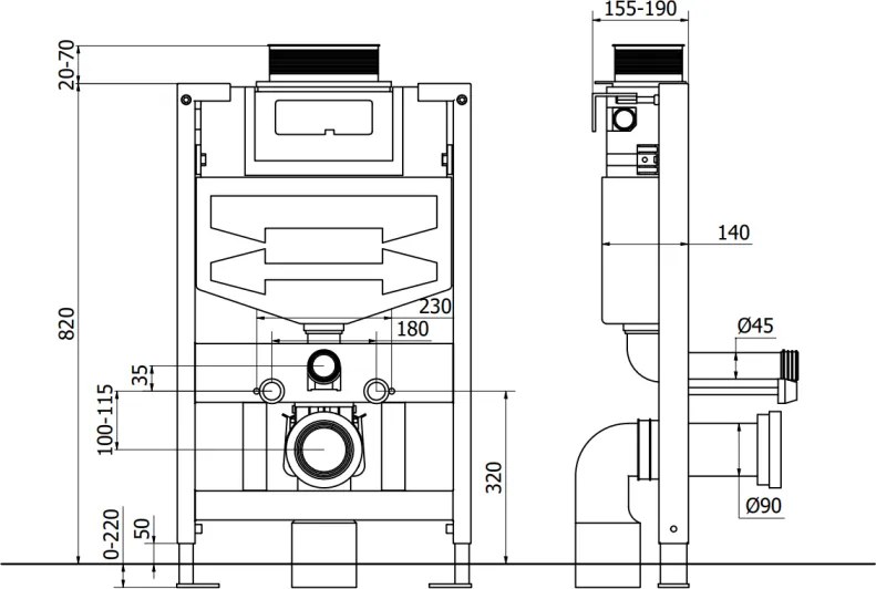 Mexen Fenix XS-U, podomítkový modul a závěsné WC Sofia, černá matná, 6853354XX85