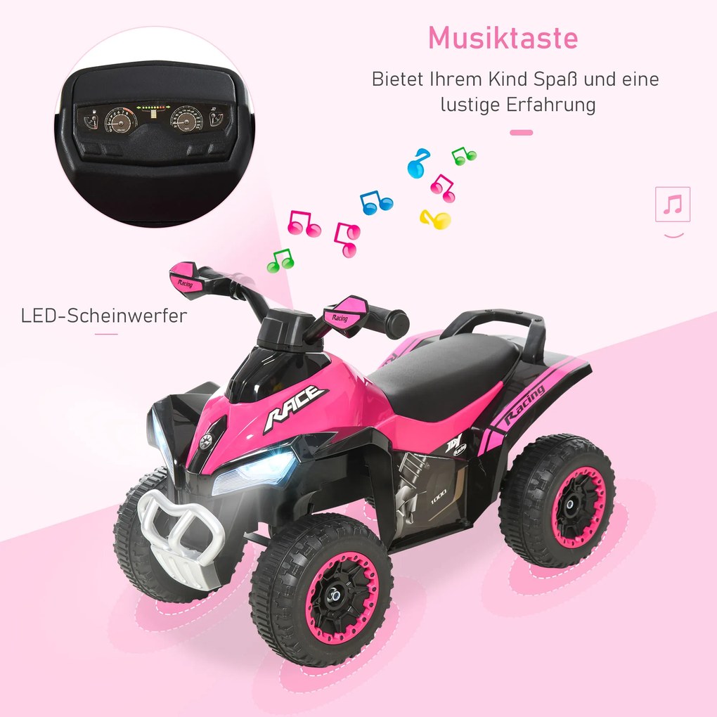 HOMCOM skluzavka auto dětské vozidlo šlapací auto světlo hudba 18-36 měsíců plast ocel růžová 67.5x38x44cm