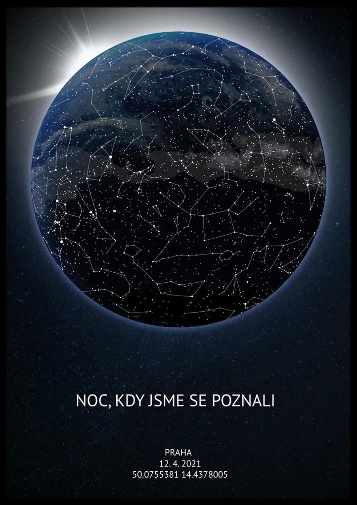 Plakát Hvězdná mapa vašeho životního okamžiku Velikost: A3 - 29,7x42 cm, Volba rámu: bez rámu, Vzhled: Kouzelná obloha