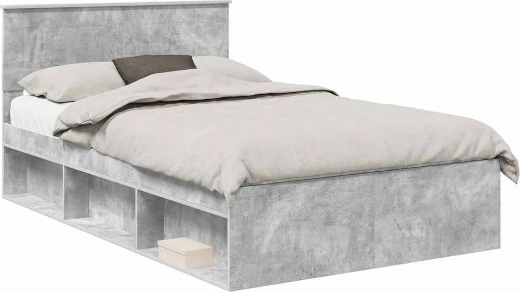 Rám postele s čelo Betonově šedá 135 x 190 cm Kompozitní dřevo 3407889