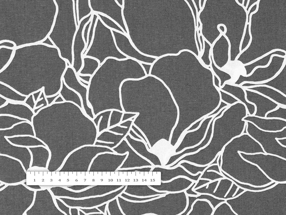 Biante Bavlněný běhoun na stůl Sandra SA-269 Bílé designové květiny na šedém 20x140 cm