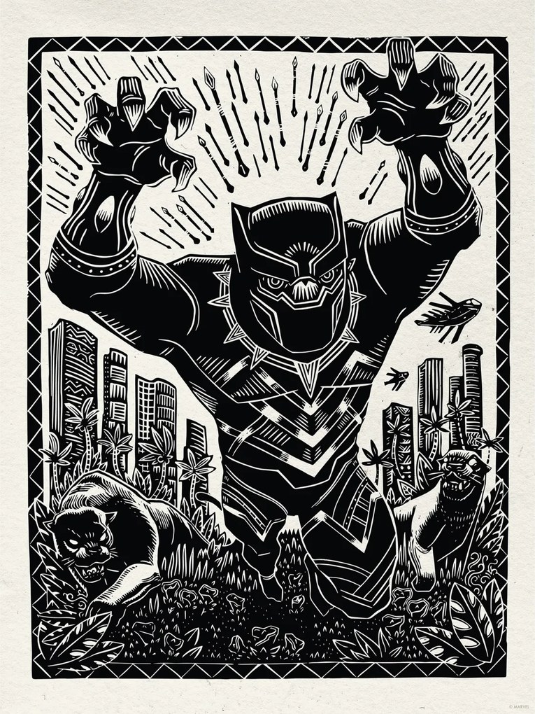 Komar Plakát Marvel Black Panther Lino-Cut Charge 30 x 40 cm