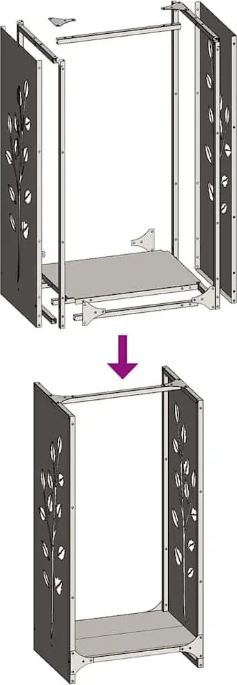 vidaXL Stojan na palivové dřevo Ocel válcovaná za studena [864223] Barva: Nerezová ocel