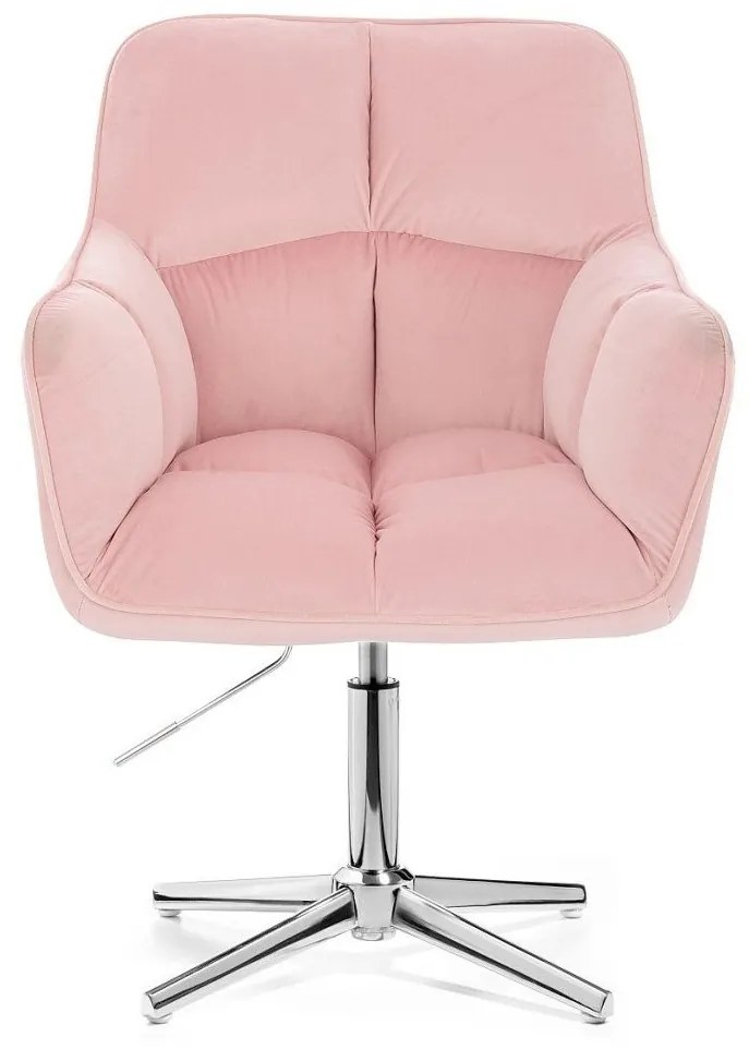 LuxuryForm DESIGN Otočné křeslo AMALFI VELUR na stříbrném kříži - růžové