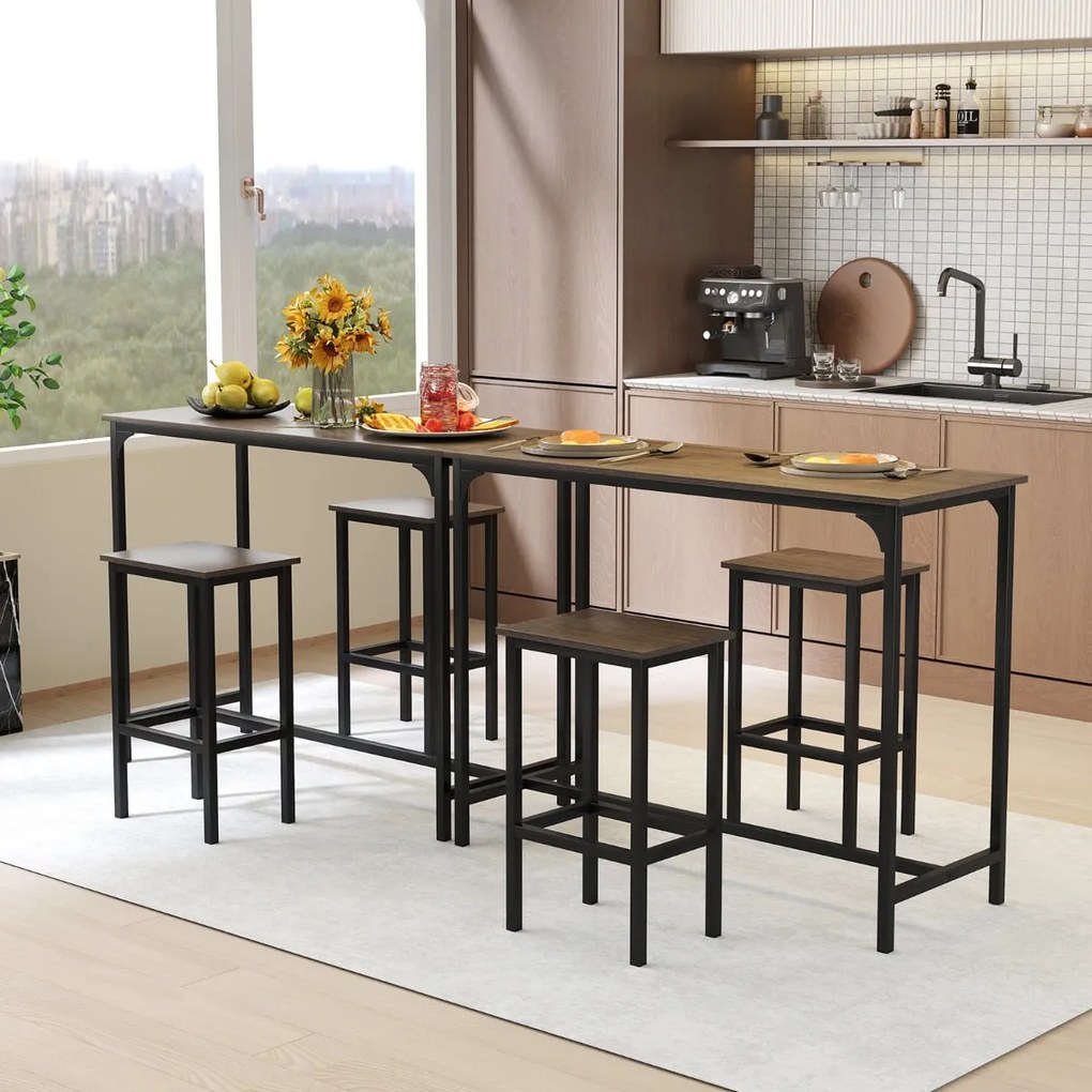 Costway 3 PCS. Jídelní stůl set s barovým stolem a amp; 2 stoličky průmyslový