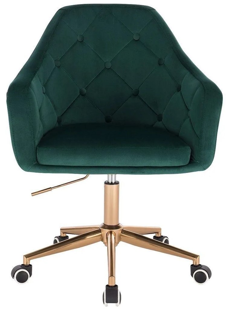 LuxuryForm DESIGN Otočné křeslo ANDORA VELUR na zlaté podstavě s kolečky - zelené