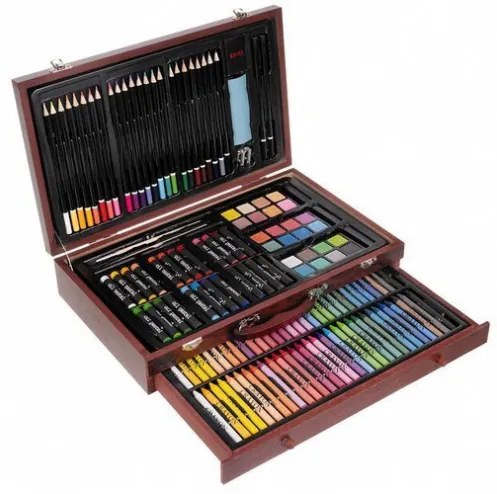 Iso Trade kreativní a výtvarná sada 143ks, dřevěný kufřík