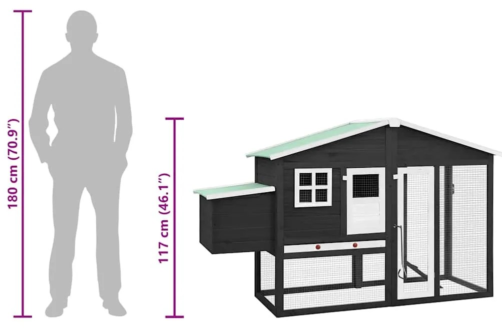 vidaXL Marketos Kurník s kukaní na snášení vajec šedý a bílý jedlové dřevo