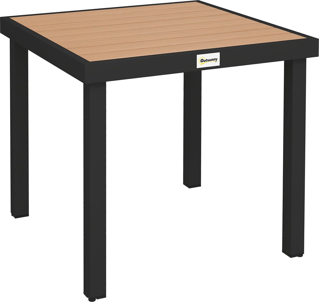 Outsunny zahradní stůl pro 4 osoby jídelní stůl hliníkový stůl 80x80x74 cm, snadno udržovatelný plast, přírodní černá, ideální pro zahradní nábytek a…