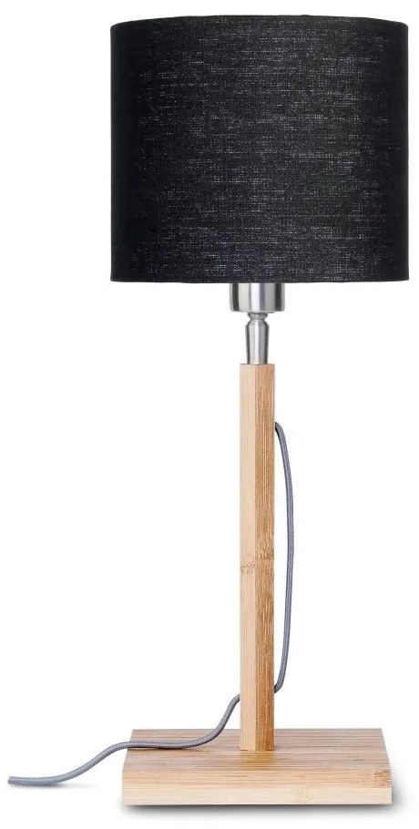 Stolní lampa s černým stínidlem a konstrukcí z bambusu Good&amp;Mojo Fuji