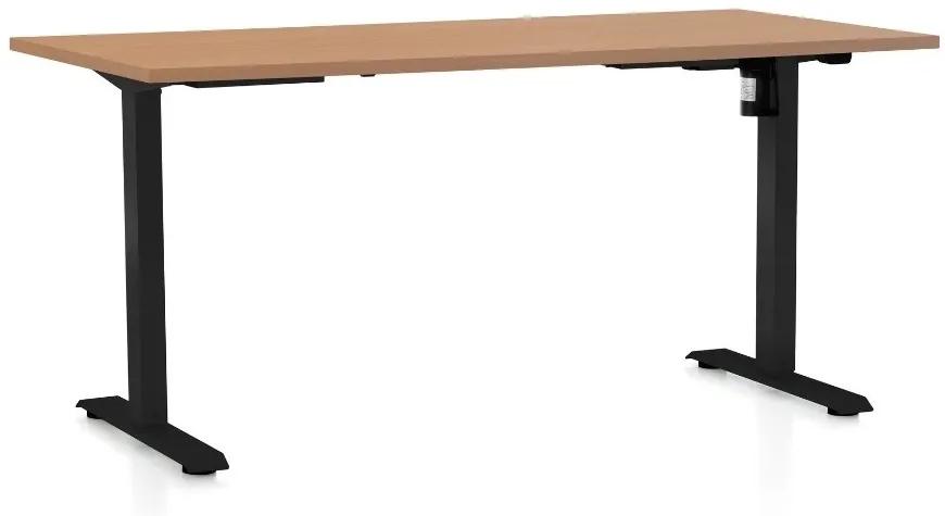 Výškově nastavitelný stůl OfficeTech A, 160 x 80 cm - černá podnož Barva: Dub
