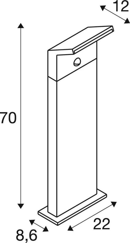 LA 1008727 ORDI II POLE 70, SENSOR, volně stojící svítidlo, úhlové, 2200/3000 K, IP65, černé - BIG WHITE (SLV)