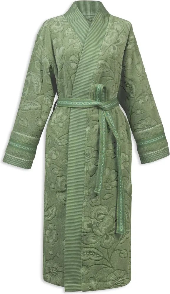 Pip Studio župan Jasmin Jacquard - zelený (Luxus a pohodlí ve stylovém županu s rafinovaným žakárovým květinovým vzorem)
