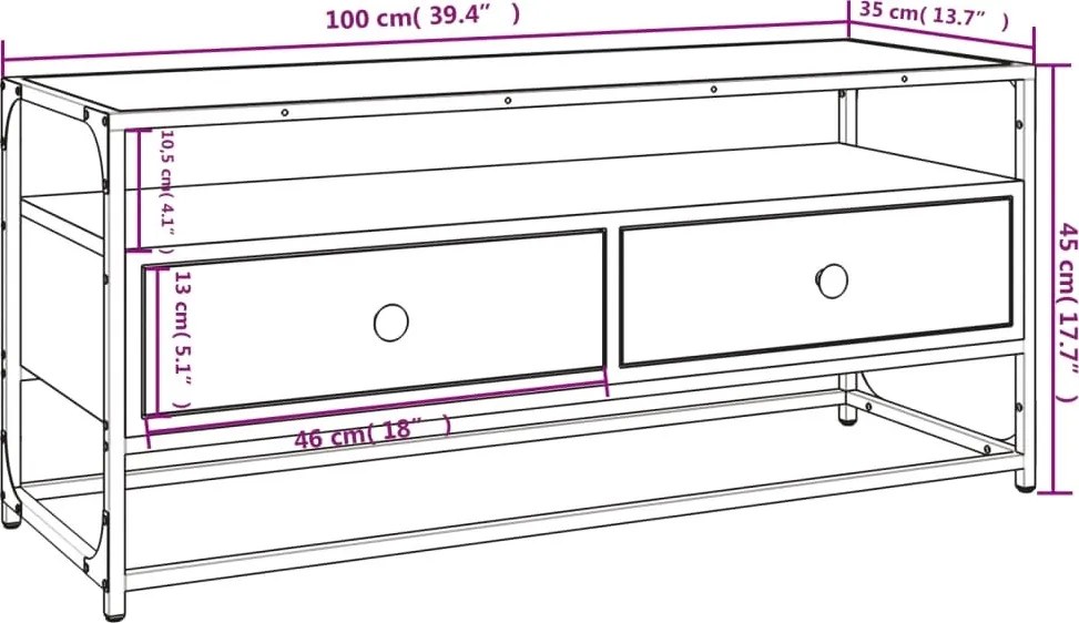 vidaXL TV skříňka 100 x 35 x 45 cm kompozitní dřevo [826306] Barva: kouřový dub