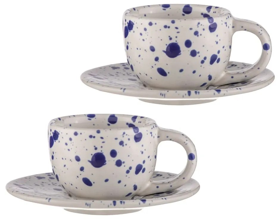 Bílo-modré šálky na espresso z kameniny v sadě 2 ks 100 ml Carnival – Ladelle