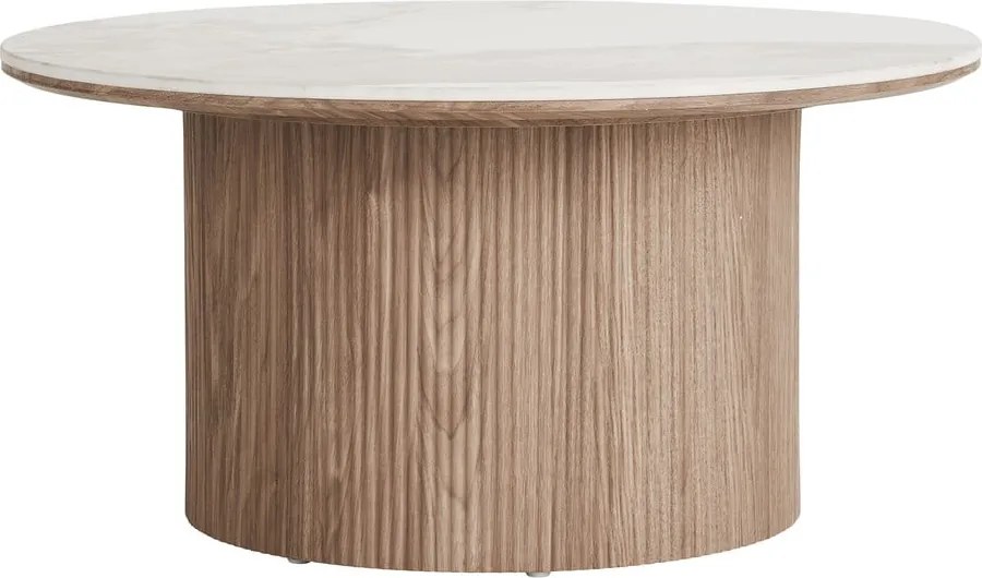 Béžový/v přírodní barvě kulatý konferenční stolek s deskou v dekoru mramoru ø 80 cm Athens – House Nordic