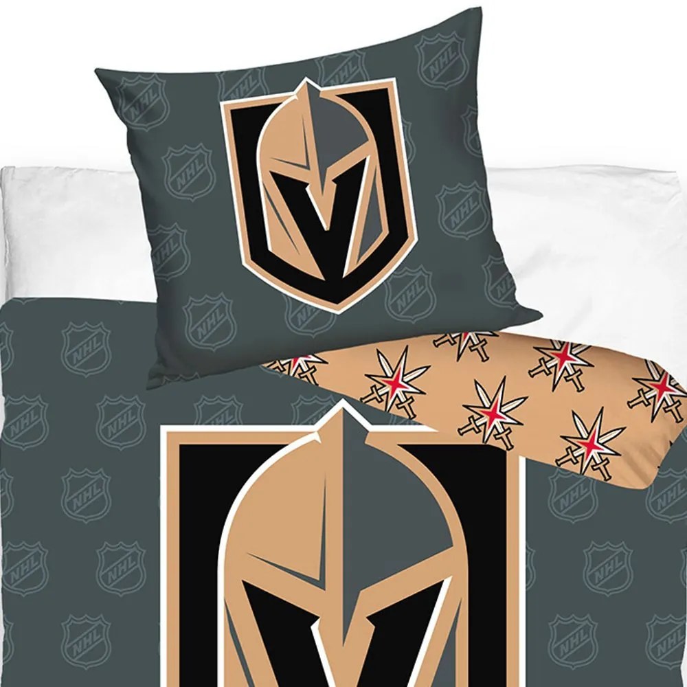 Hokejové ložní povlečení NHL Vegas Golden Knights - motiv Shields - 100% bavlna renforcé - 70 x 90 cm + 140 x 200 cm