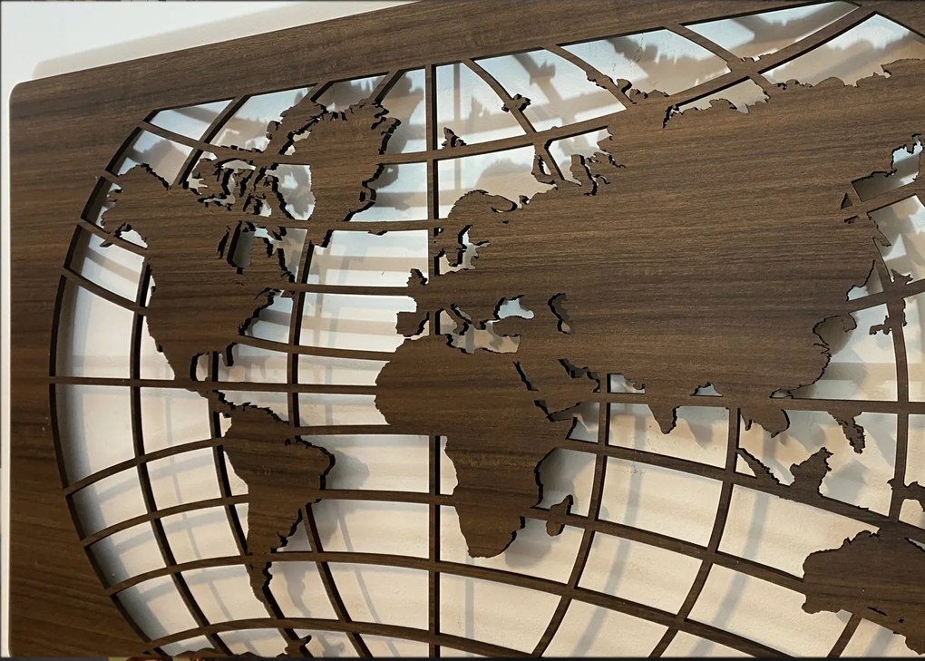 Li-Go "Mapa světa rovnoběžky" světelný RGBW obraz 230V 125x74cm provedení povrchu: dub