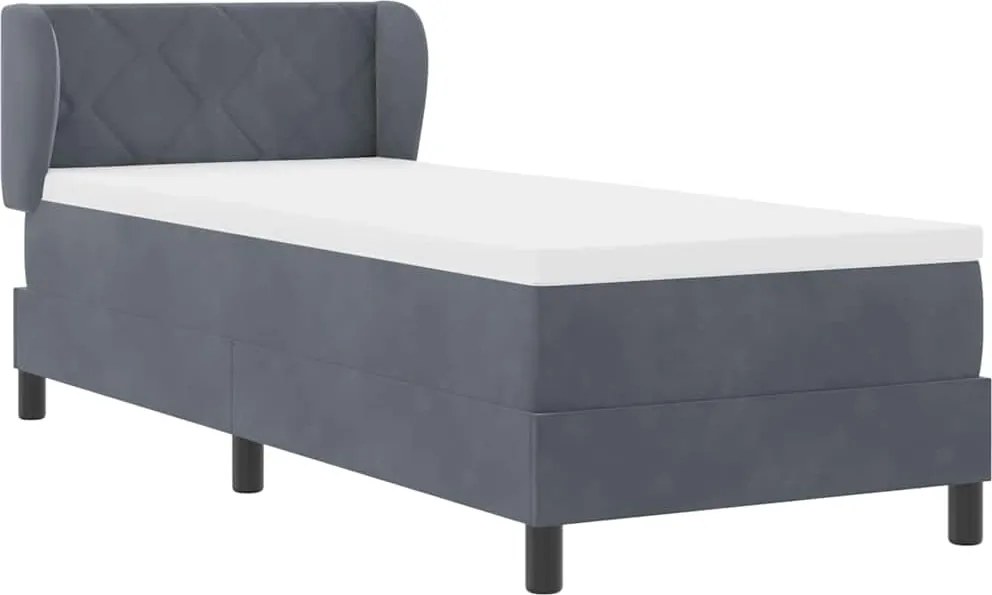 Postel s boxspringem s čelo Tmavě šedá 80 x 200 cm samet 3340413