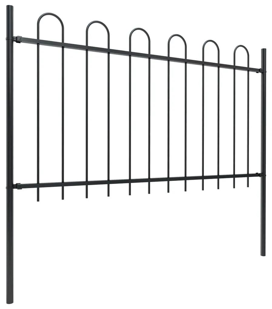 vidaXL Zahradní plot s obloučky ocelový 11,9 x 1 m černý